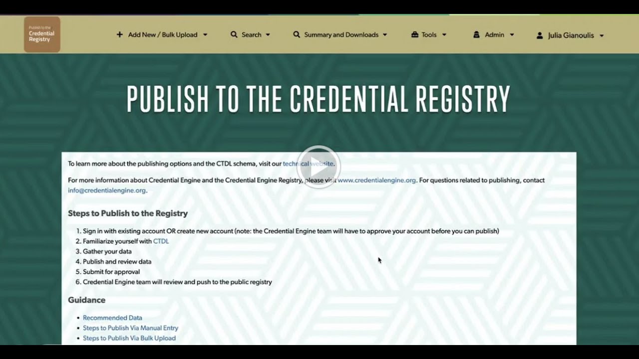 How to Publish Rubics in the Credential Registry Via Bulk Upload