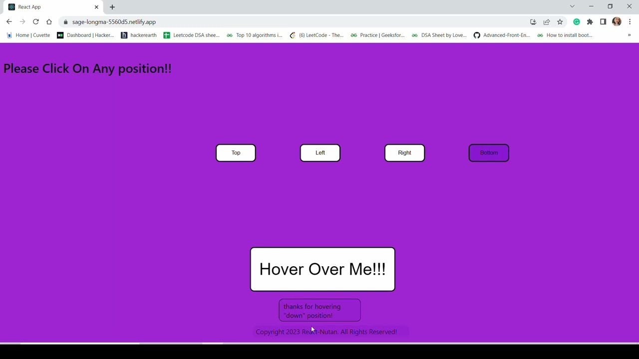 tooltip project using react  || Coding Ninjas Project