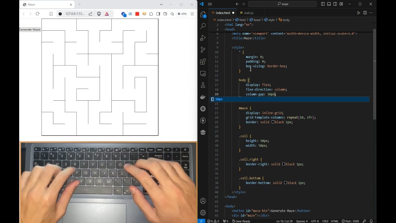 Live Coding a Maze Generator using Javascript, HTML & CSS [no talking] [ASMR]