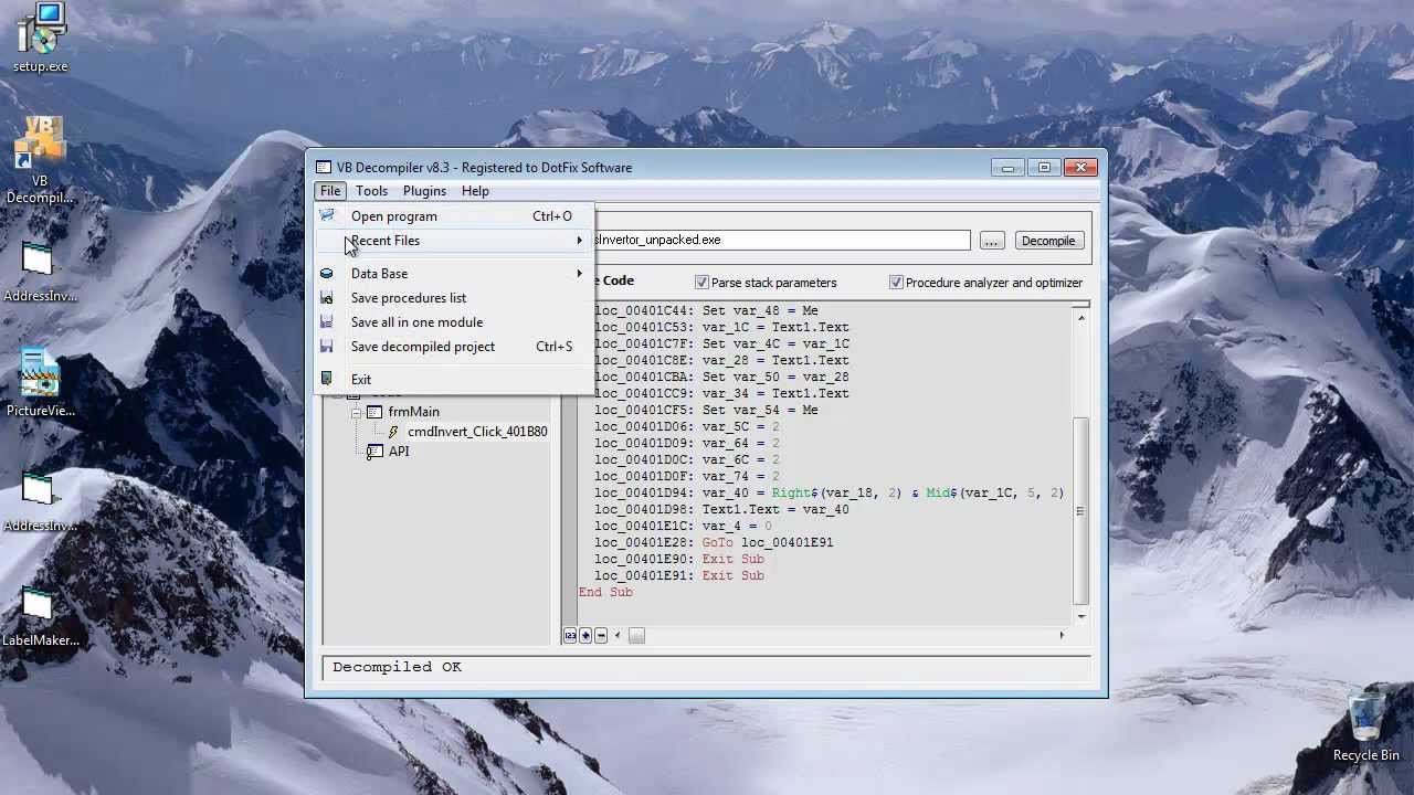 VB Decompiler Native Code Decompilation