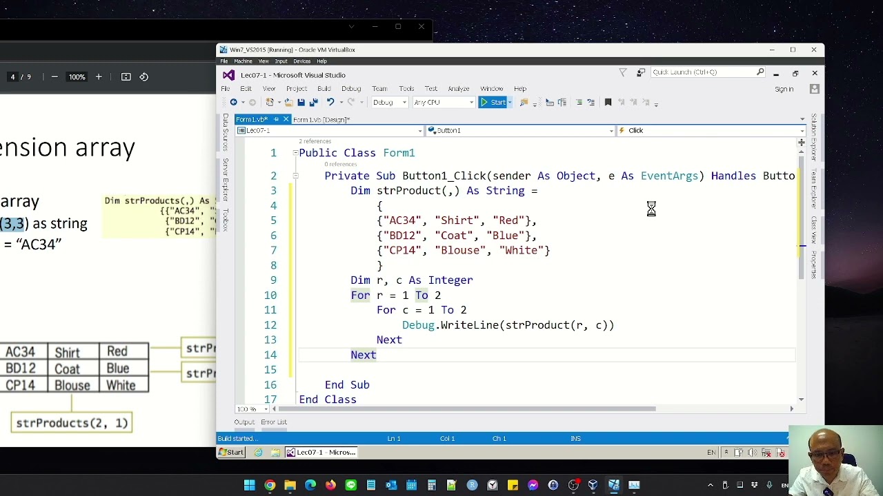 VB: Chapter07 Multi dimensional array