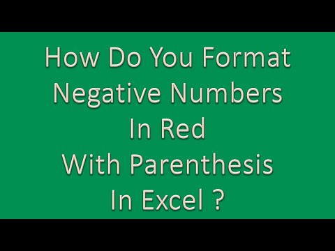 How do you format negative numbers in red with parenthesis in excel?