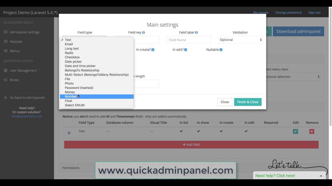 QuickAdminPanel.com Demo
