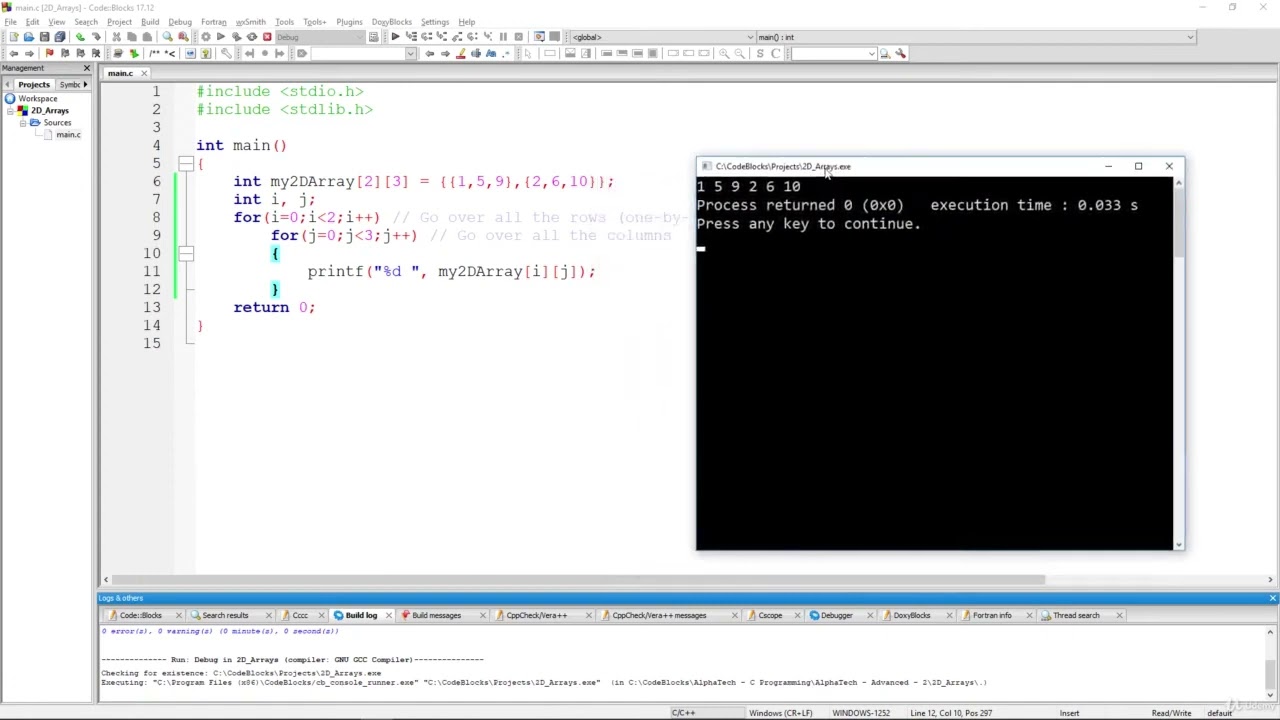 C Programming Example: Initializing & Printing 2D Array