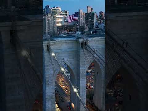 Drone Brooklyn Bridge, Sunset