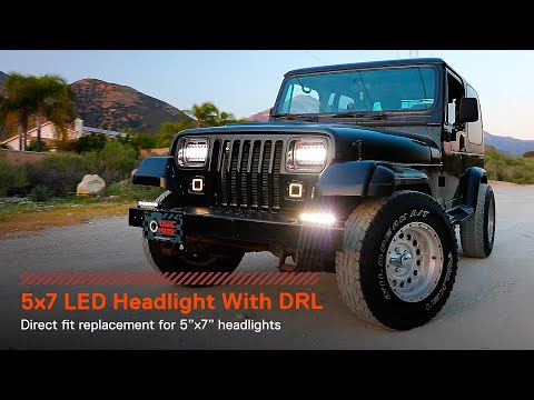 TRUE MODS Universal 5x7 H6054 LED Headlights with DRL and Hi/Low Sealed Beam