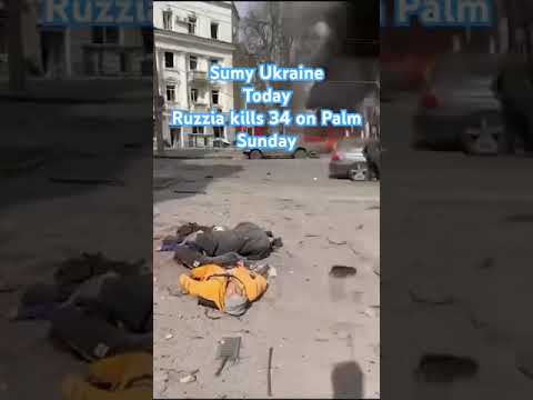 Today, Palm Sunday, Putin bombed downtown Sumy, Ukraine killing 34 civilians #sumy #Ukraine