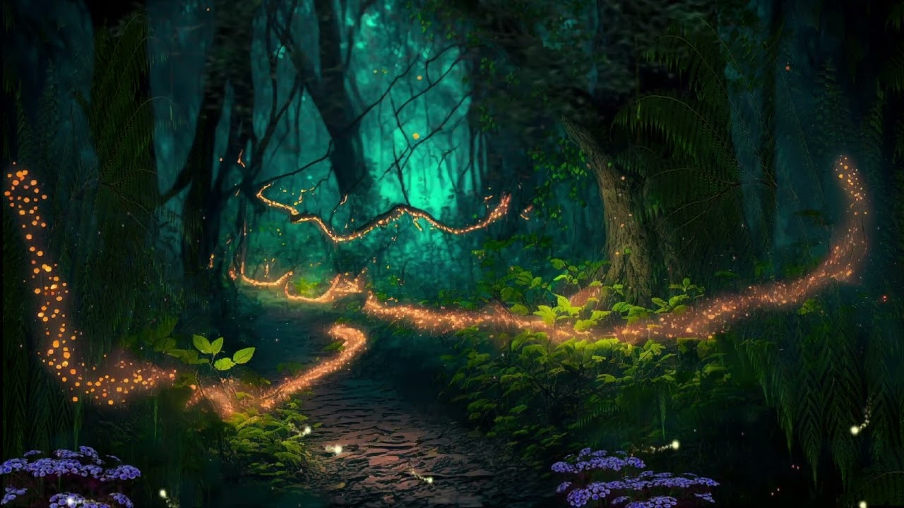 Fantasy Forest Firefly Ambience ( live wallpaper / screensaver )