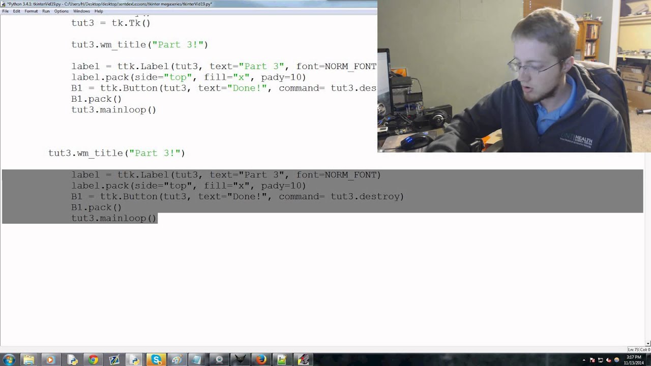 Adding a tutorial option - Tkinter tutorial Python 3.4 part 19