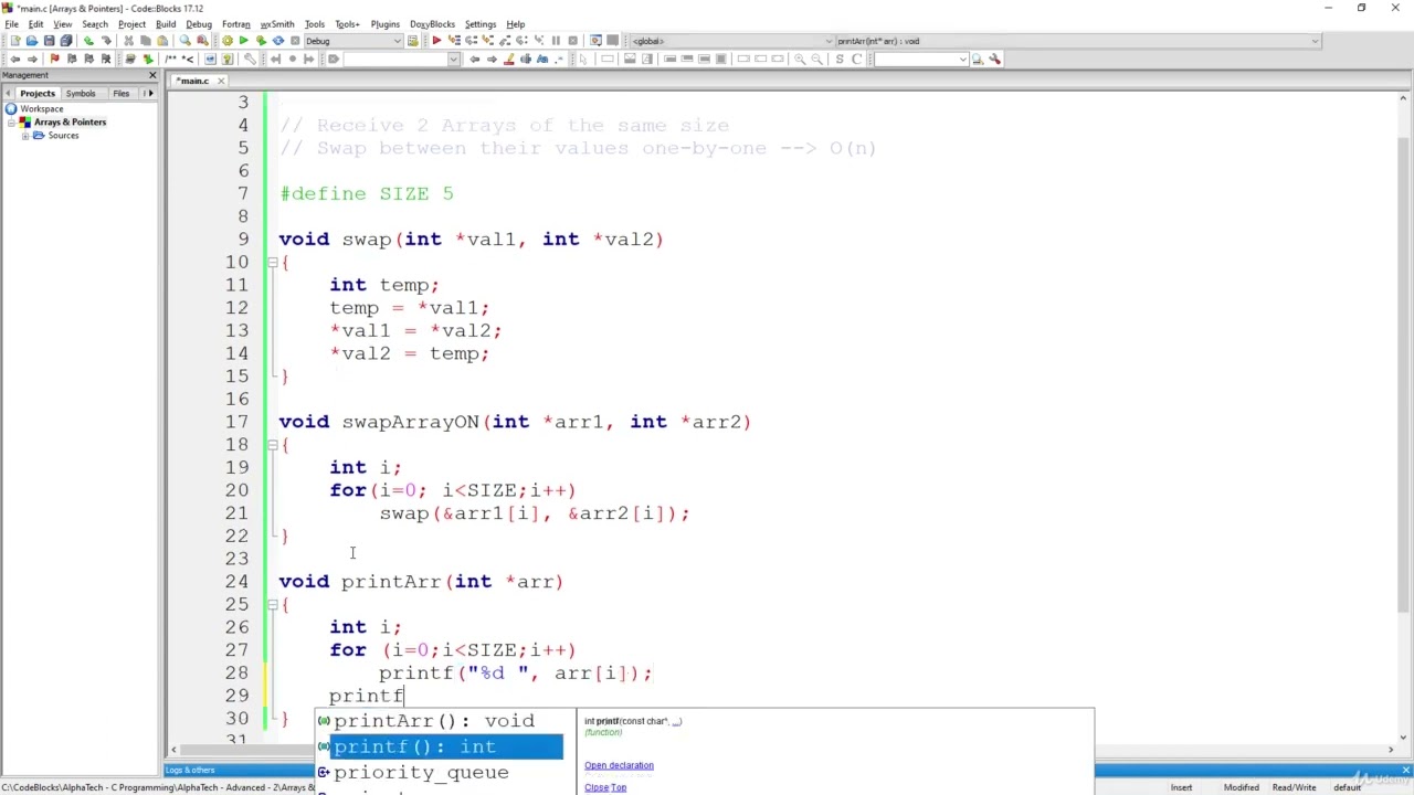 C Programming: Swap 2 Array Values One by One