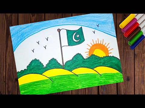 Independence Day Drawing π΅π° // 14 August Easy Art // Pakistan Poster Design idea