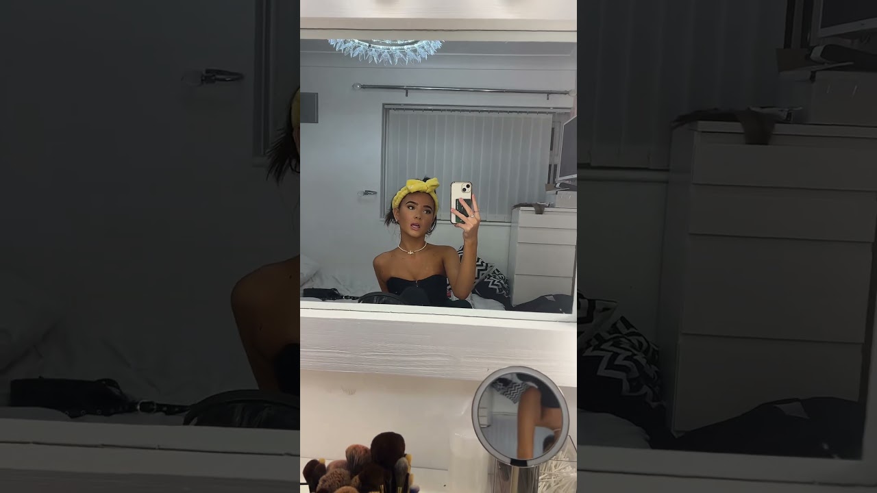 Glamorous Selfie: Chic Girl Poses in Mirror#selfieglam #mirrorselfie #fashionlook