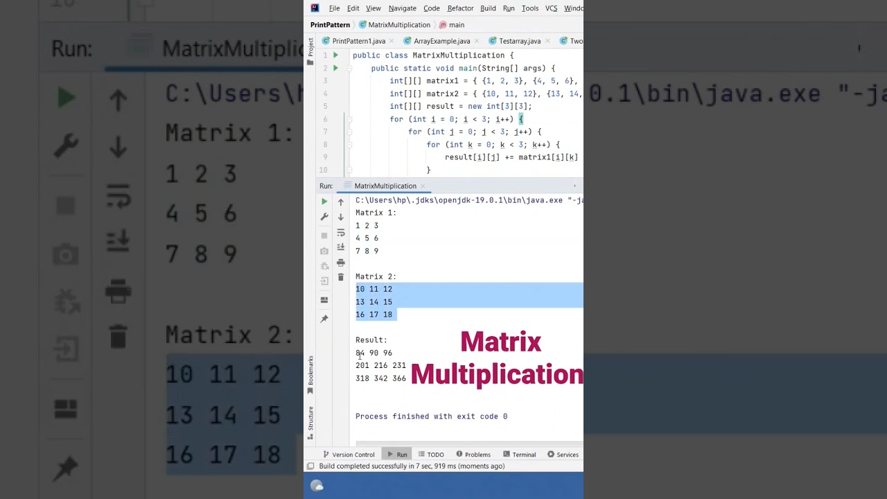 Matrix Multiplication #java #coding #learning #matrix
