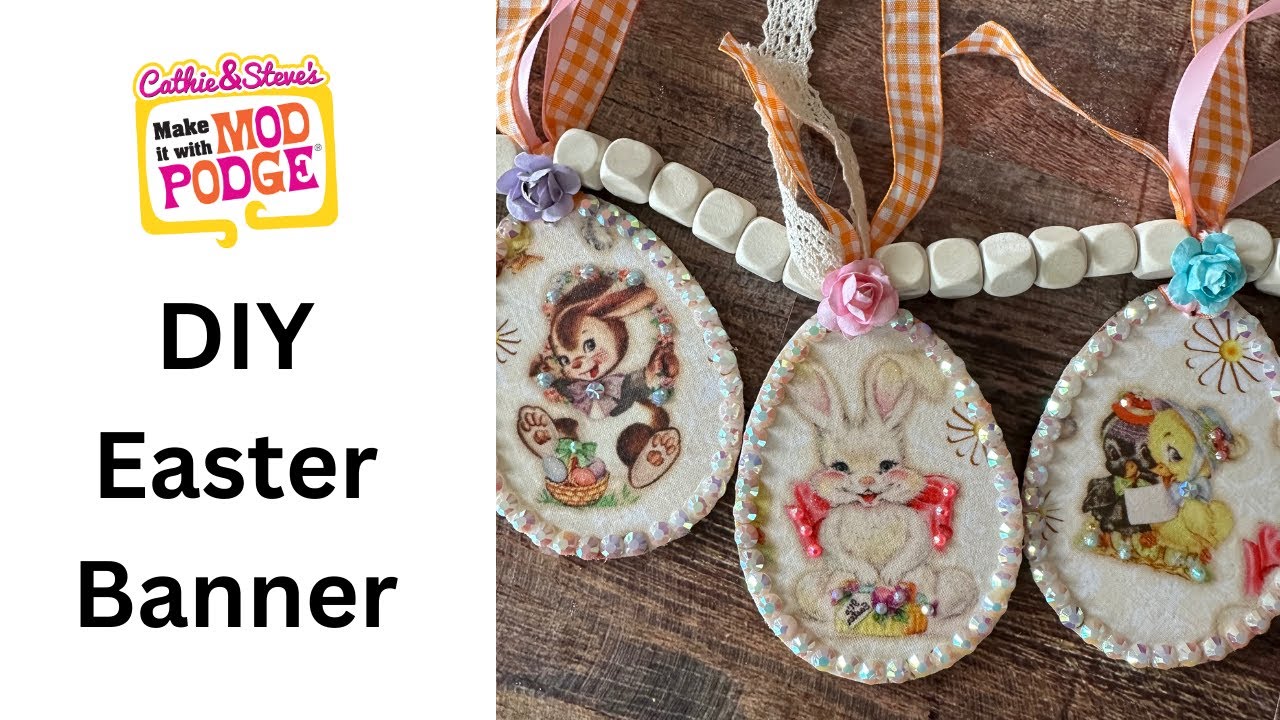 DIY Vintage Style Easter Banner with Mod Podge and Dollar Tree Craft Supplies