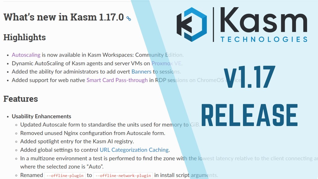 Kasm Workspaces v1.17 release