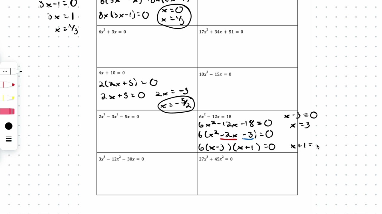 Factoring Quadratics Worksheet  - Algebra 2