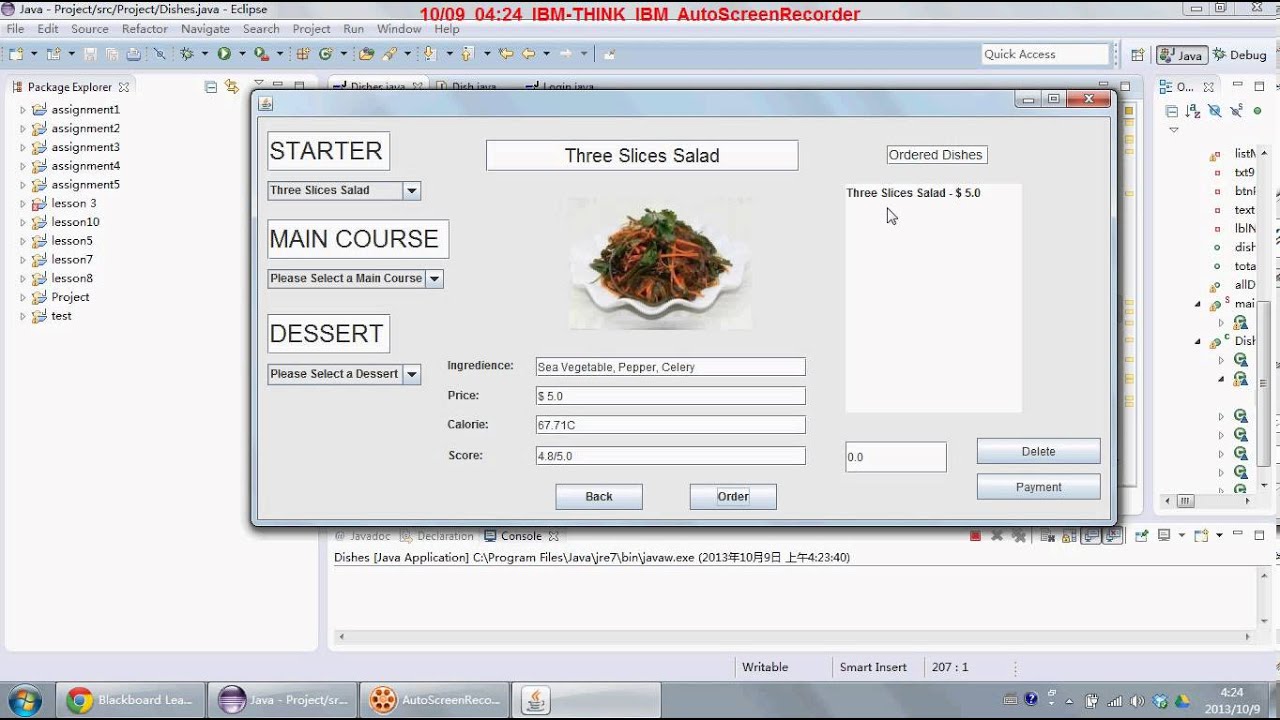 Java Project Dish Order System