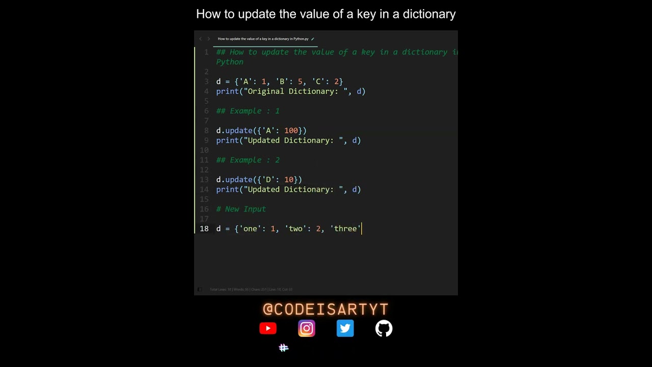 How to update the value of a key in a dictionary in Python | Python Examples |Python Coding Tutorial