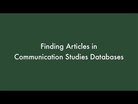 Finding Articles in Communication Studies Databases