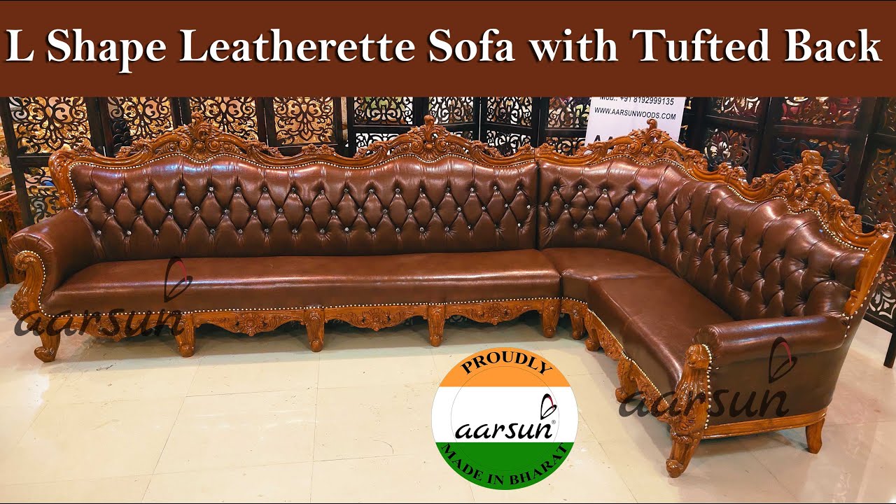 L-Shaped Corner Sofa Set leatherette tufting | Aarsun