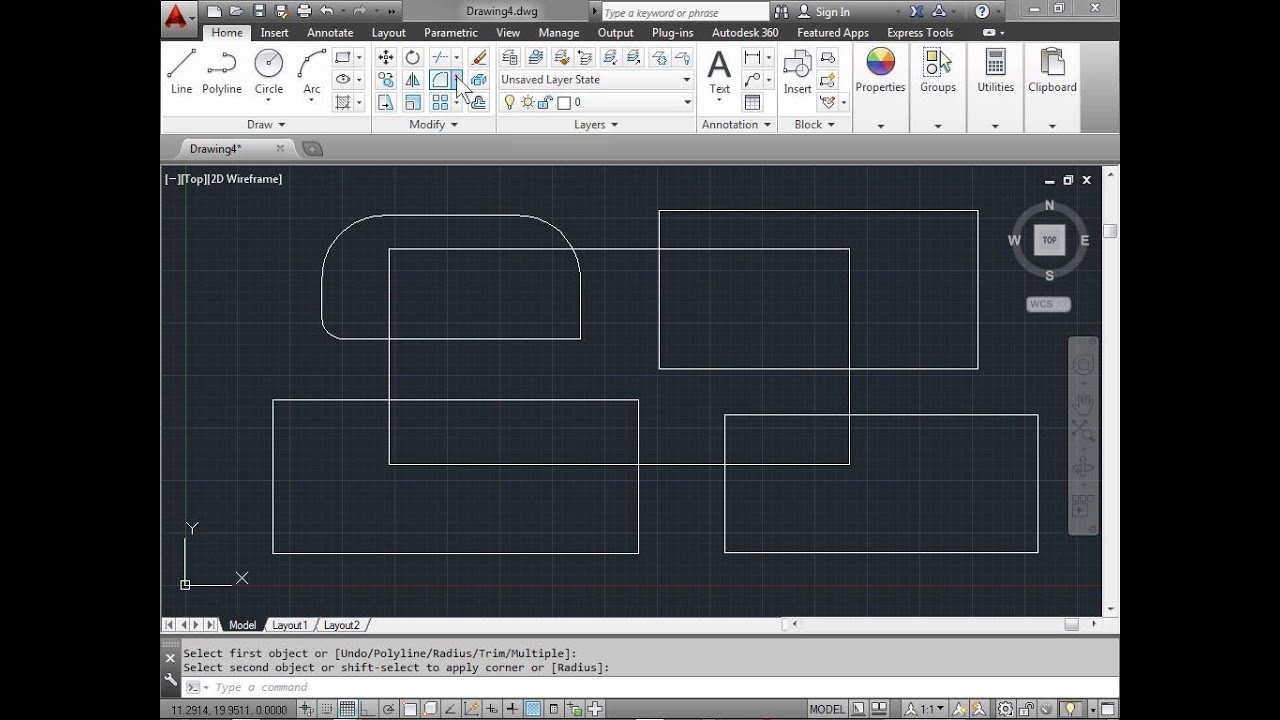 C00504  Fillet Chamfer AutoCAD 2014 Tutorial