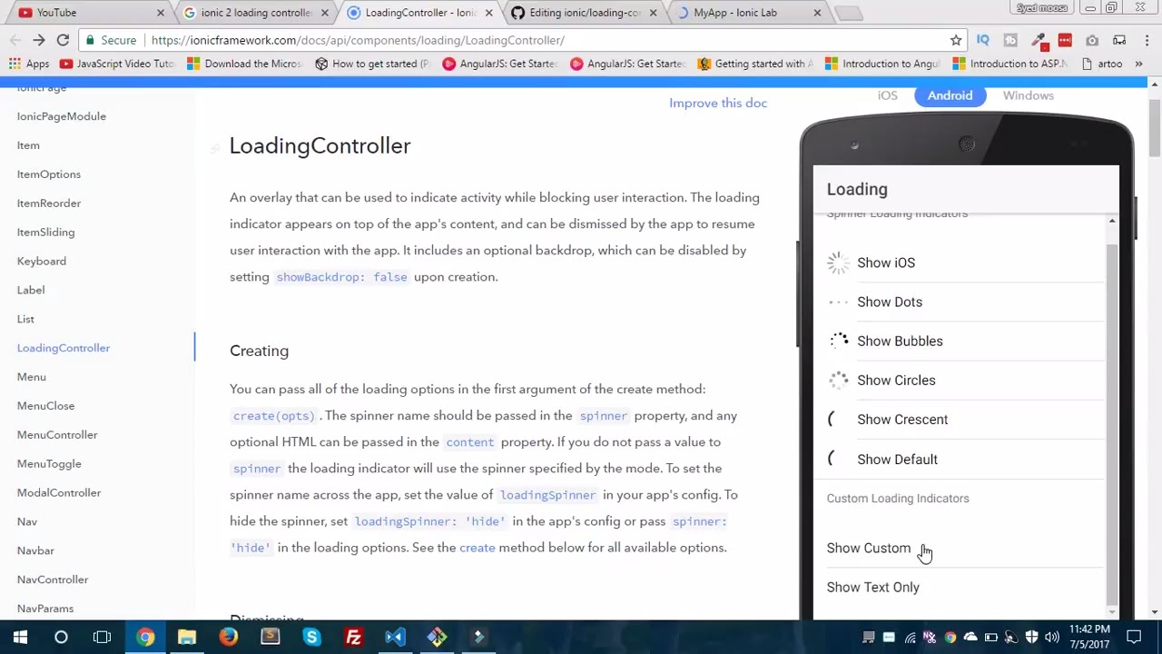 Ionic 2 loading controller