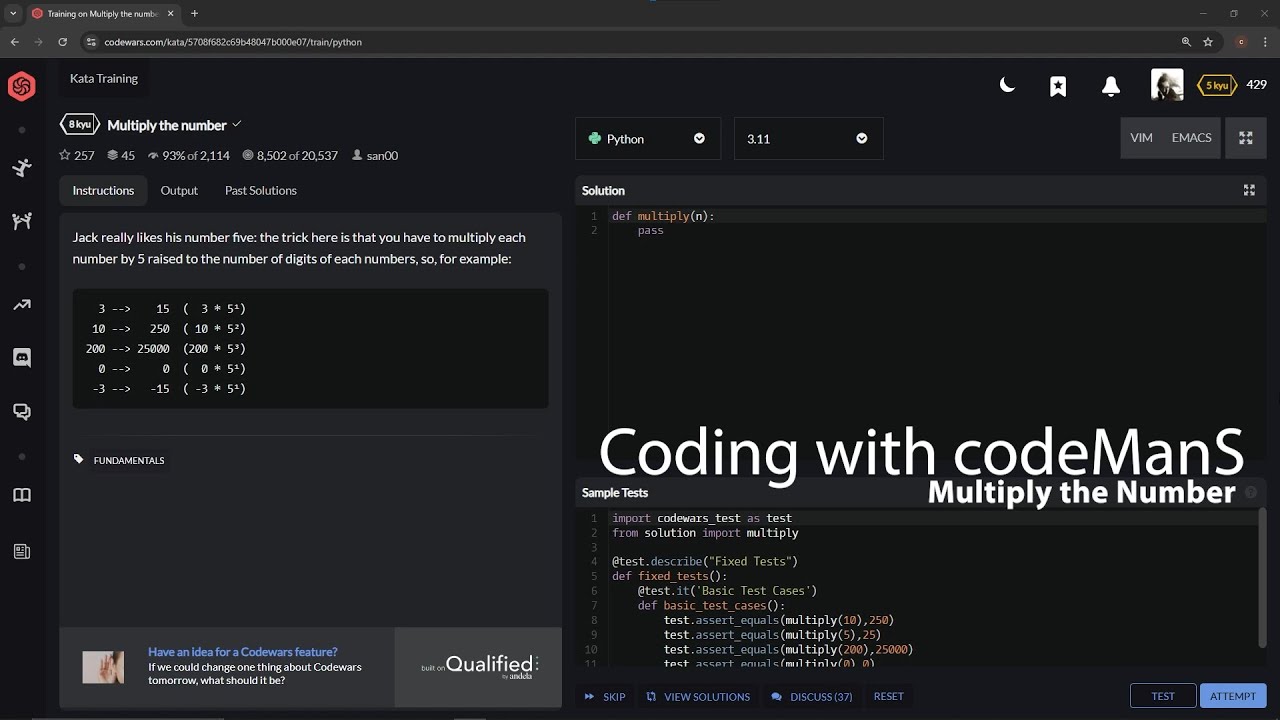 Codewars: Python | 8 kyu | Multiply the Number