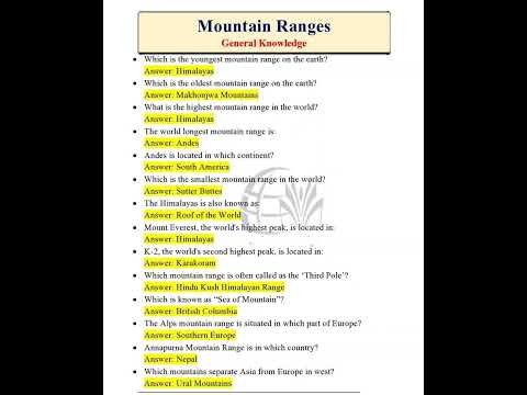 Famous Mountain Ranges - One Paper MCQs #fpsc #ppsc #shorts