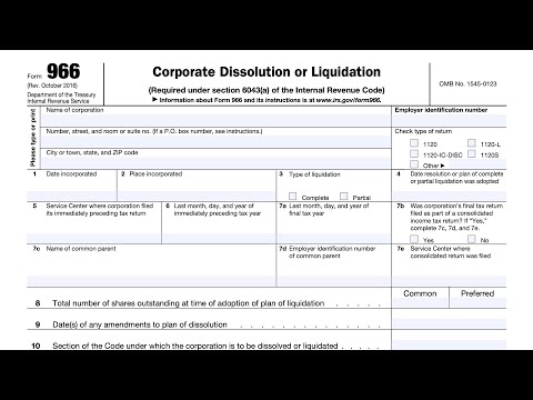 IRS Form 966 walkthrough (Corporate Dissolution or Liquidation)