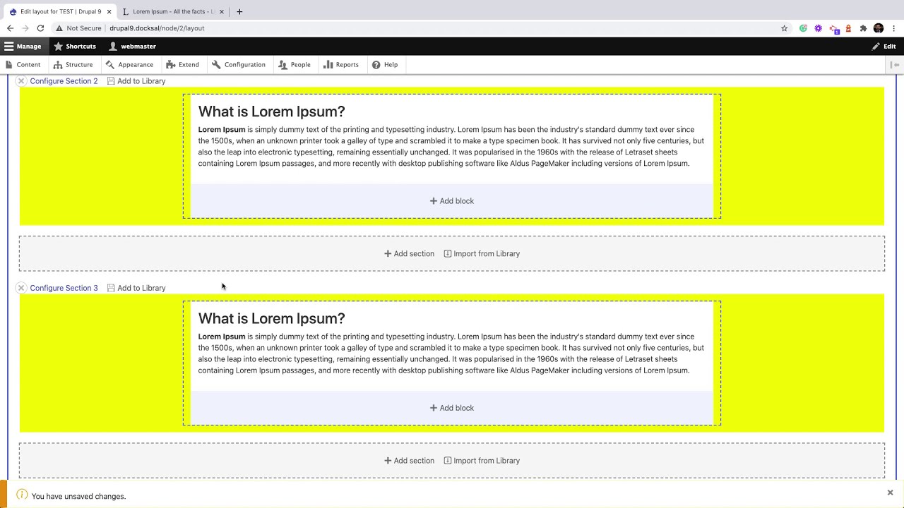Drupal Layout Builder Section Library Module Demo