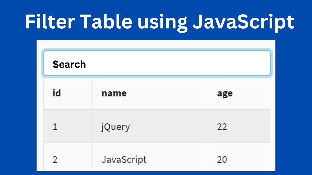 Filter a Table with JavaScript | How to Filter Table in JavaScript