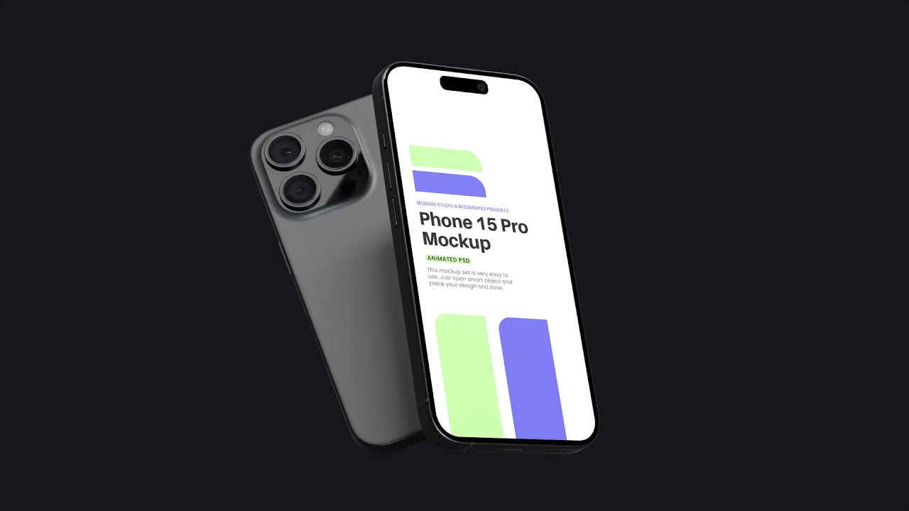 Animated iPhone 15 Pro Mockup (PSD to GIF) - 6 Scenes - How to Use