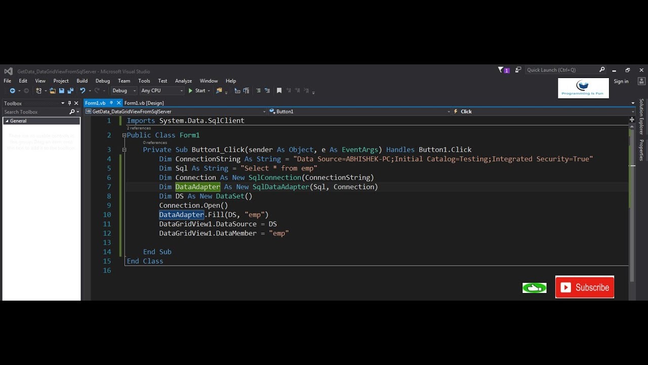 VB.Net Get The Data From SQL Server to DataGridView