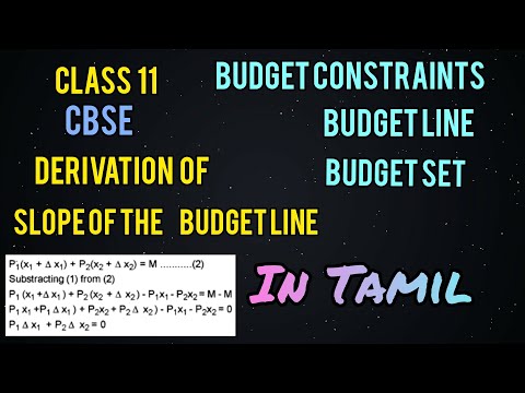 Budget set ,budget constraints,Budget line, derivation of slope of the budget line in Tamil