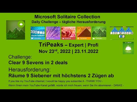 Solitaire Daily Challenges | TriPeaks - Expert | Nov 23rd, 2022