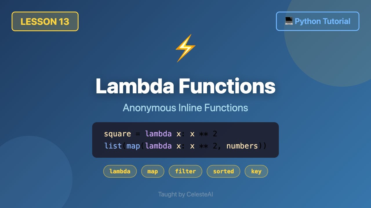 Lambda Functions (map, filter, sorted, anonymous functions) - Python Tutorial for Beginners #13