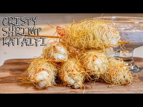 Crispy Shrimp Kataifi with Kalamata Olive Aioli Sauce | Crispy Shrimp wrapped in Phyllo