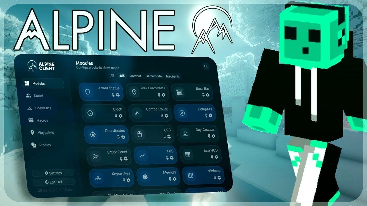 Alpine Client - Best Free FPS Boost Client For Minecraft in 2026 [1.21 - 1.21.11]
