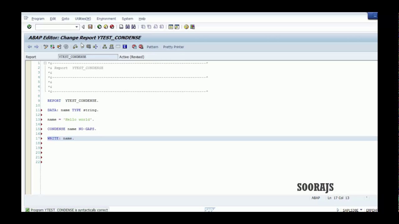 SAP ABAP : Condense Keyword