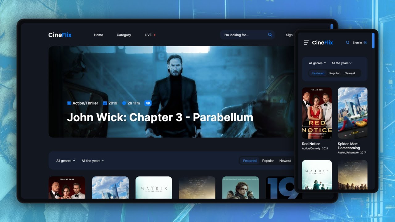 Responsive Movie Website with HTML CSS JavaScript 2021