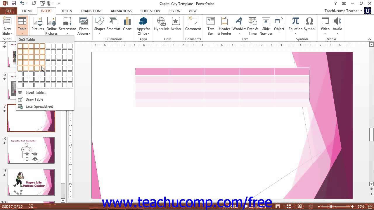PowerPoint 2013 Tutorial Inserting Tables Microsoft Training Lesson 17.2