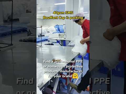 White Bouffant Caps in packing - Woozn Healthcare #ppe #factory #disposablecaps #disposablescrub