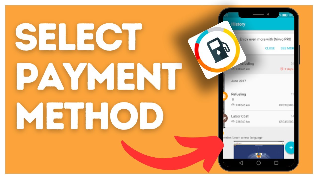 How to select payment method on Drivvo?