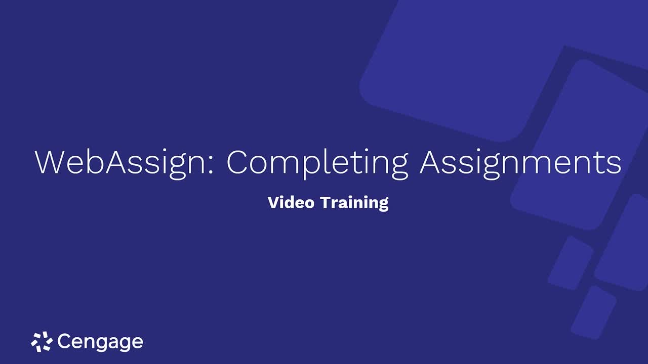 WebAssign: Completing Assignments