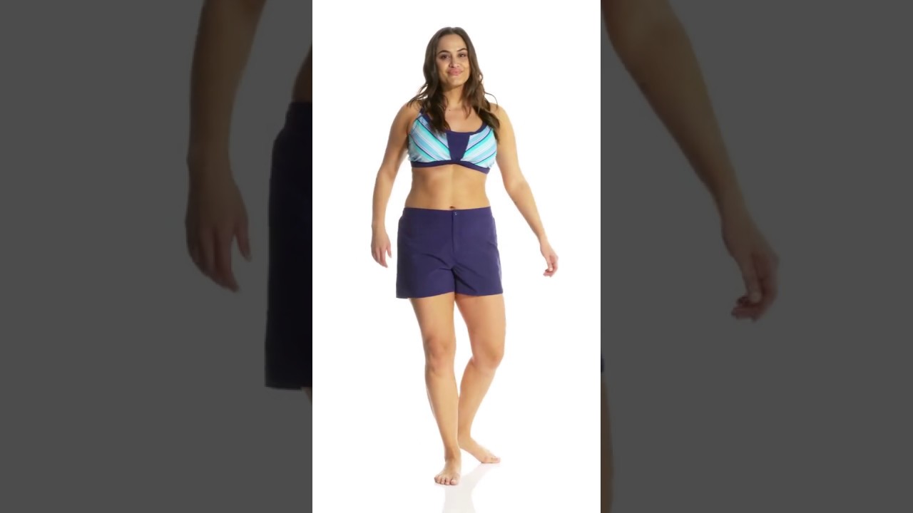 Adidas Women's Plus Size Stripe a Pose Sports Bra Bikini Top | SwimOutlet.com