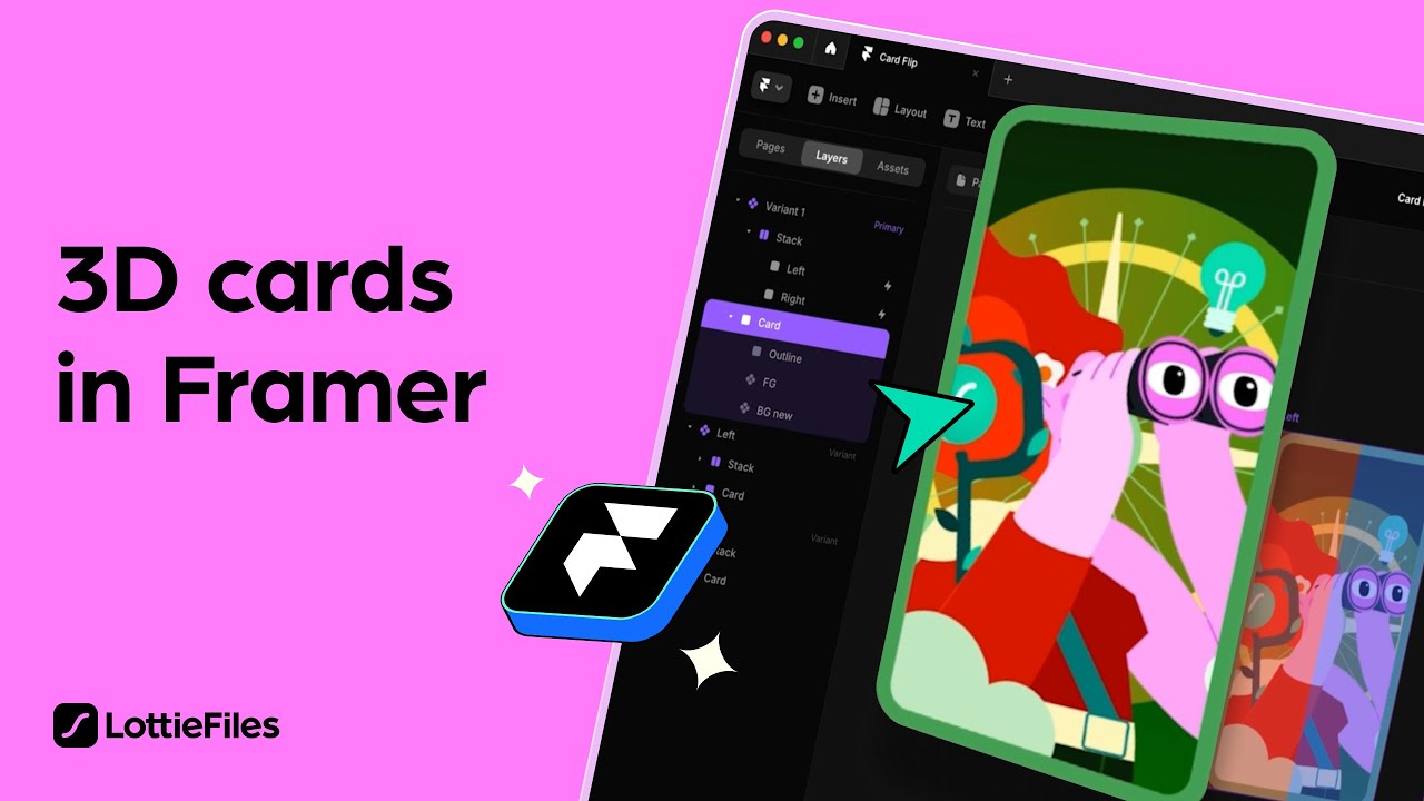 How to create a 3D flip card in Framer | LottieFiles for Framer Tutorial