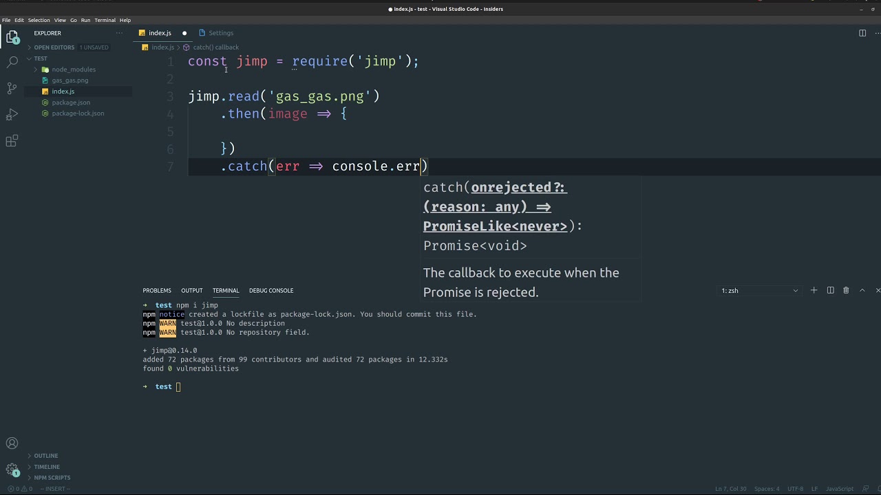 Resize image using jimp package