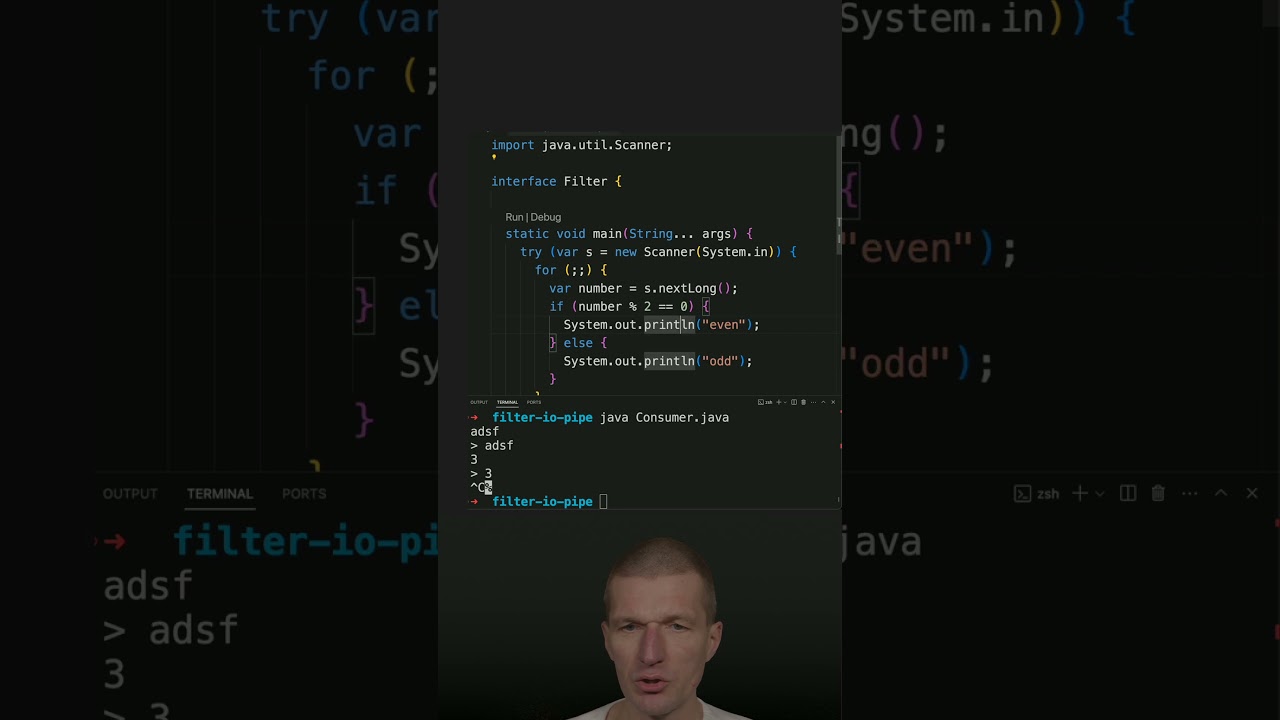 Chaining Java Apps: Producer|Filter|Consumer with the UNIX Pipe #java #shorts #coding #airhacks