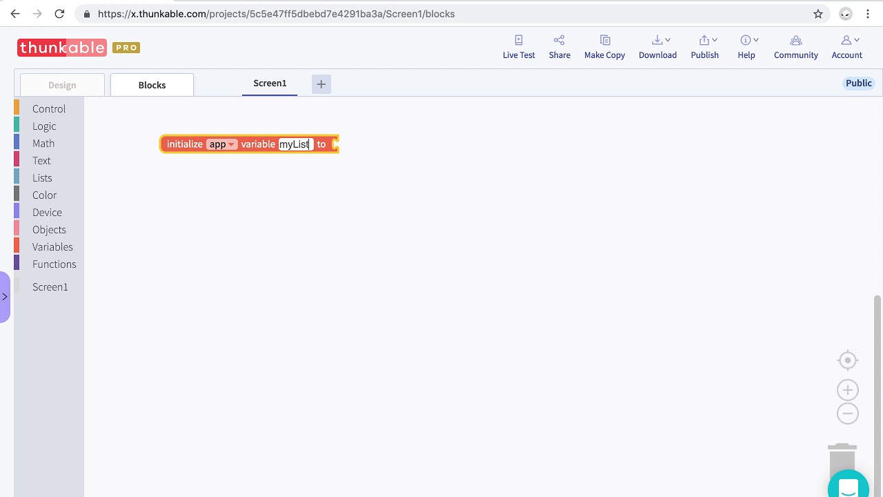 Thunkable - Lists - Create a List (Week 4 - Part 2)
