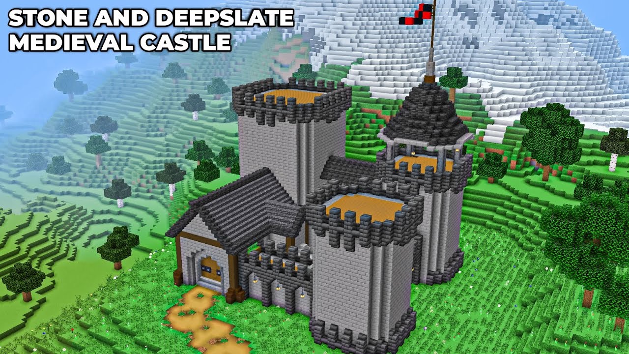 Minecraft : How To Build Stone And Deepslate Medieval Castle In 1.19 || #1 - Minecraft Builders